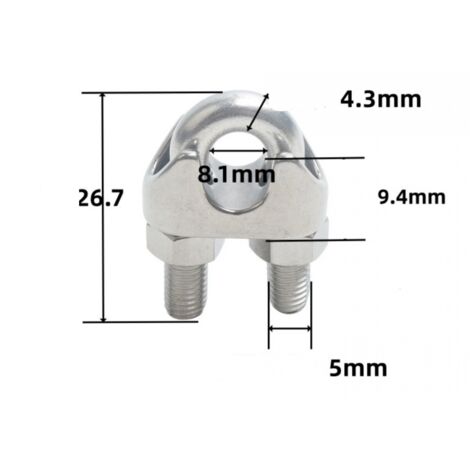 Lot de 12 serre-câbles en acier inoxydable 304 de M5, avec clips duplex ...