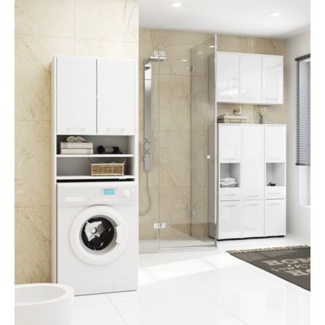 Colonne salle de bain, 2 portes, 1 tiroir, 140 × 30 × 30 cm, blanc mat ...