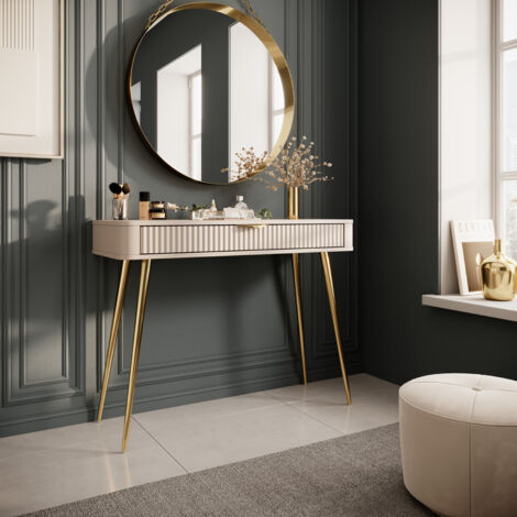 Coiffeuse design beige 100 cm meuble coiffage avec pieds robustes ...