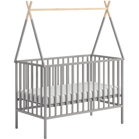Lit bébé 120x60 cm Maison de lit en bois pour enfants Lit bébé 120x60 ...