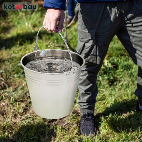 Seau en acier inoxydable KOTARBAU® 14L Seau en acier inoxydable argenté ...