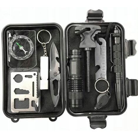 KIT DE SURVIE MILITAIRE ET TOURISTIQUE 10 EN 1