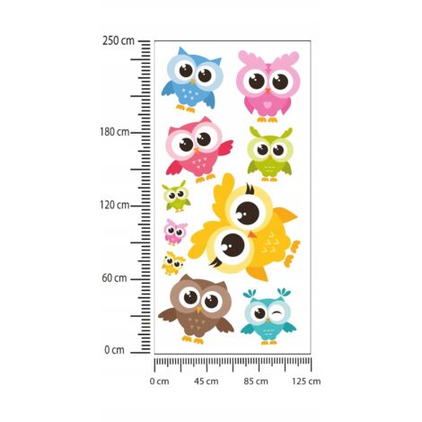 Stickers enfants Hiboux colorés 125x250cm