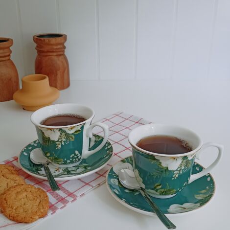 Service à café Livello en porcelaine, 2 tasses et soucoupes 250 ml