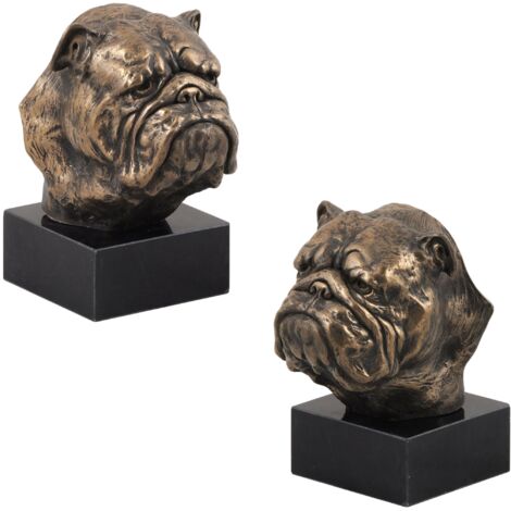 Bouledogue anglais, Bulldog - statuette de chien, buste sur socle en ...