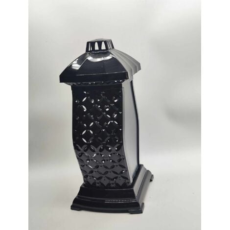 LAMPION GLAMOUR - PETIT VASE EN ROTIN + COEUR LED / NOIR NOIR / 1 PIÈCE