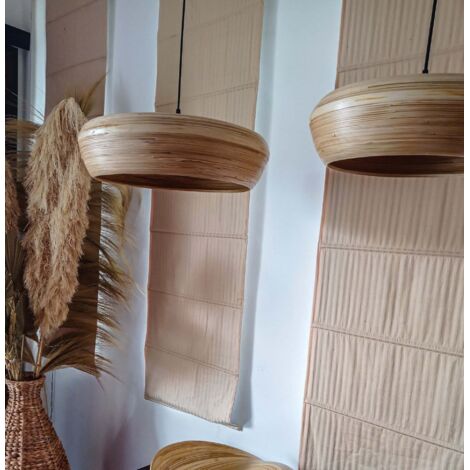 Lampe en bois bambou Wafa L 50 cm éclairage tamisé coin lecture salon ...