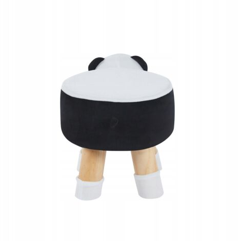 Pouf PANDA pour chambre d'enfant, noir et blanc, Furnitex