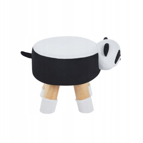 Pouf PANDA pour chambre d'enfant, noir et blanc, Furnitex
