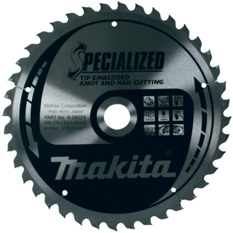 Lama circolare Makita, tagliente incassato 270 x 30 mm - 40 denti