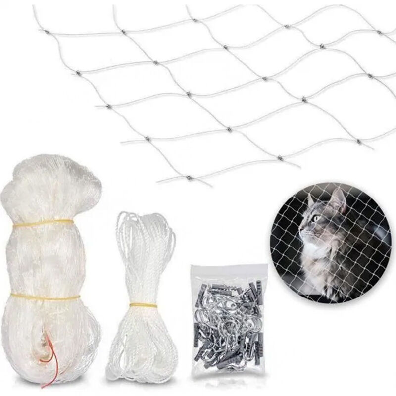 Filet de protection pour chats - 4 X 3 M - Transparent - Sécurité - Clôture