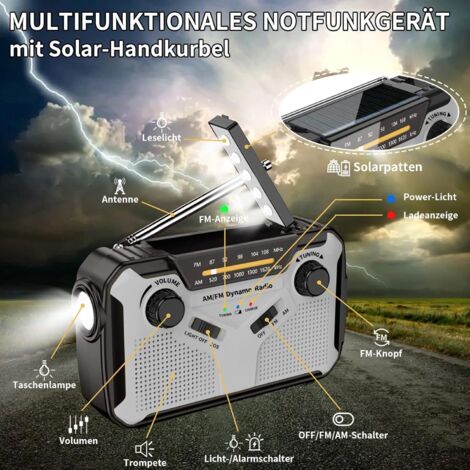 Solar Radio, AM/FM Portable Crank Radio Dynamo Emergency Radio with ...