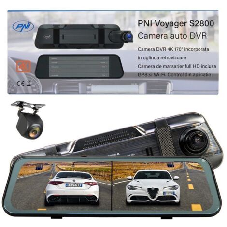 Caméra DVR pour voiture PNI Voyager S2800 UHD 4K 170° rétroviseur, IPS ...