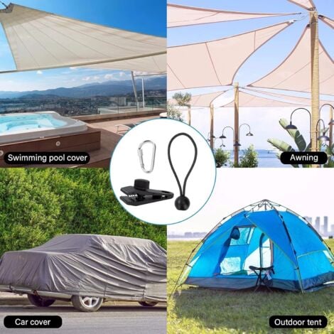 31x Clip de Bâche et Tendeur Elastique et Mousquetons Pince à Bâche Set ...