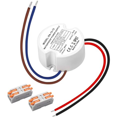 Transformateur LED 12V 12W 1A, IP67 Étanche Alimentation Rond Ø48mm ...
