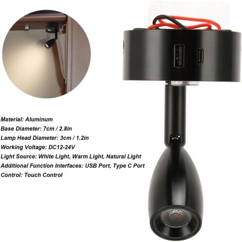 Lampe de Lecture pour Camping-car, 12 V LED 3 Couleurs à intensité ...