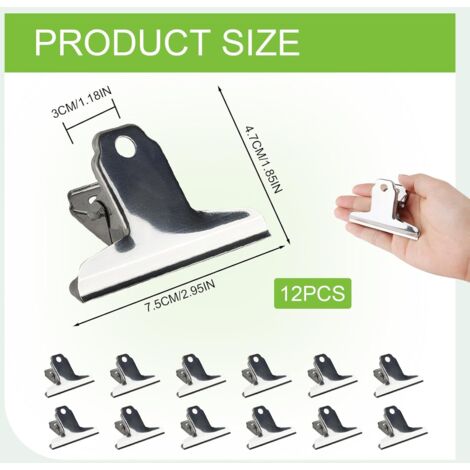 12 pince document en acier inoxydable 75x48x32 mm, pince à dessin ...