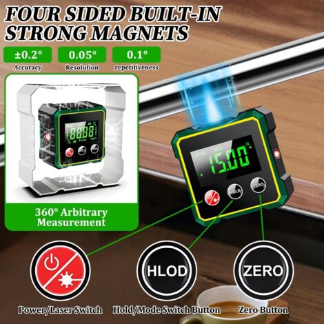 Digital Magnetic Inclinometer with Electronic Laser, Rechargeable USB ...