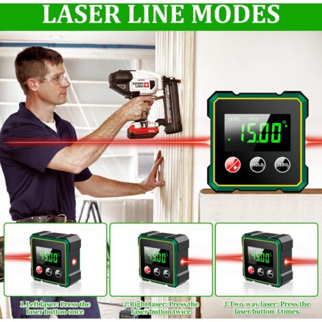 Digital Magnetic Inclinometer with Electronic Laser, Rechargeable USB ...