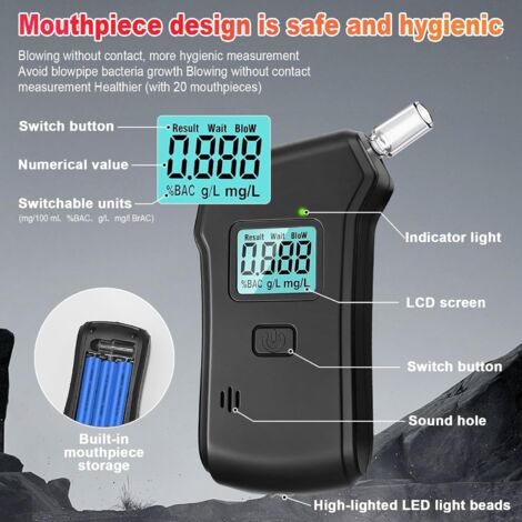 Electronic Breathalyser, High Precision Alcohol Tester with Digital LCD ...