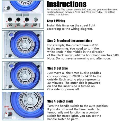 Waterproof Mechanical Timer, Programmable Clock 24 Hour Programmer for Electric Water Heater, AC230V