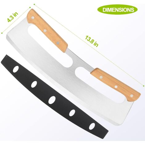 Couteau à pizza à bascule avec manche en bois et étui de protection ...