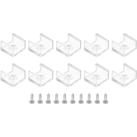 30 Clips Fixation Bande LED 10mm, Supports Plastique avec Vis, Transparent
