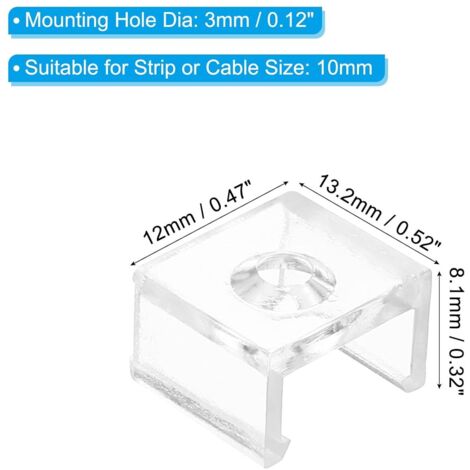 30 Clips Fixation Bande LED 10mm, Supports Plastique avec Vis, Transparent