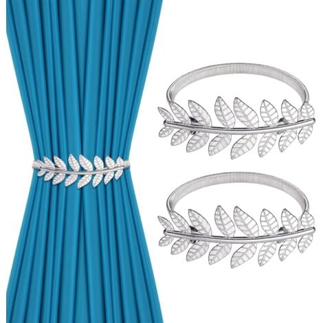 Embrasse Rideaux Réglable Métal Corde Ressort Design Feuilles Argentées ...