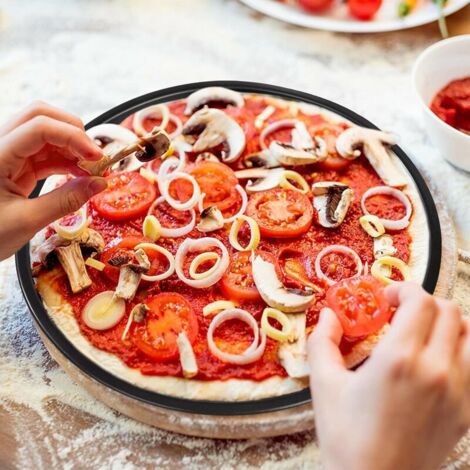 2PCS Moule à Pizza Rond de 22cm, Acier au Carbone avec Revêtement Anti ...