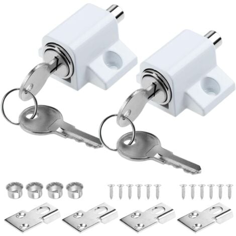 2 x Verrous de Porte Patio Coulissants Blancs Fixés Serrure de Sécurité ...