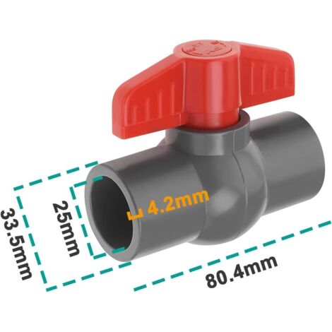 4pcs PVC Robinet à Tournant Sphérique Diamètre du Trou PVC Douille ...