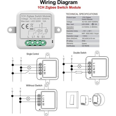 Tuya Smart Switch ZigBee interrupteur à distance module interrupteur ...