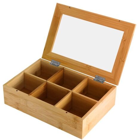 Clear Glass Tea Box with 6 Elegant Practical Storage Compartments ...