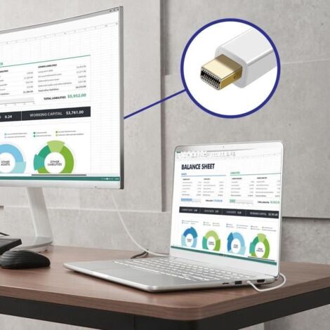 Mini DisplayPort Video Cable - High Resolution 4K - 1.8m - Male to Male ...