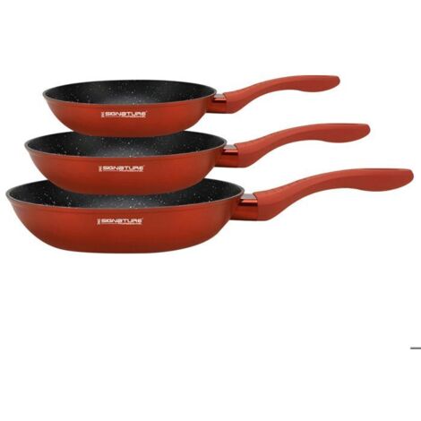 Set of 3 Pans 20 / 24 / 28cm with Signature Red Anti-Stick Mineral Coating