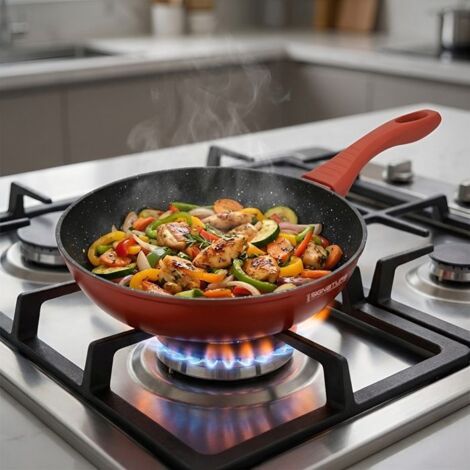 Set of 3 Pans 20 / 24 / 28cm with Signature Red Anti-Stick Mineral Coating