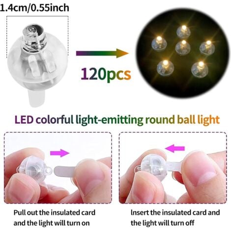 120 PCS LED Balloon Lumière,Boule Mini Rond LED Balloon Lumière pour la lumière de la lanterne ...