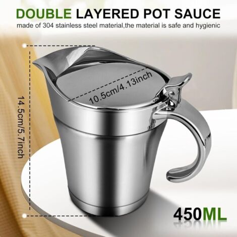 Saucière thermique en acier inoxydable : 450 ml Double isolation avec ...