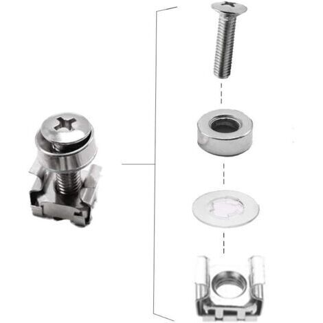 50 Sets M6 Square Hole Hardware Cage Nuts & Mounting Screws Washers for ...