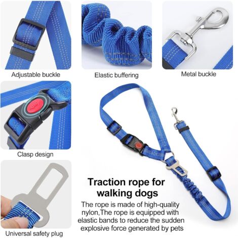 2 pièces réglable Ceinture securite Chien Voiture, Coussin élastique ...