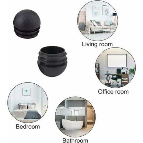 25 mm Black round chair plug plug Stack Furniture foot ribbed round ...