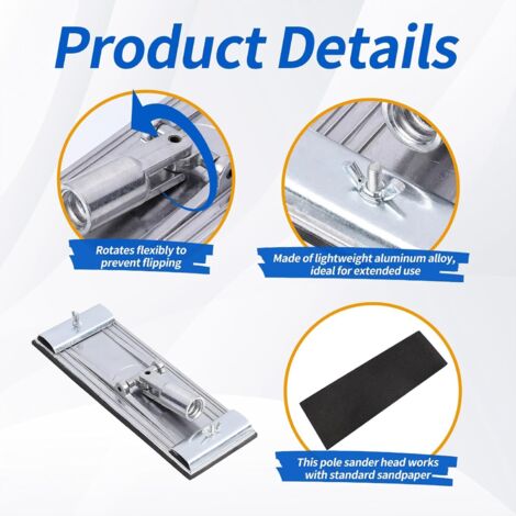 No-flip Pole Sander Head pour Hicarer Drywall avec clips à libération ...