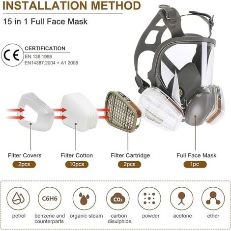 Masque facial respirateur anti-vapeur organique à double cartouche ...