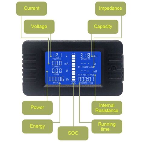 Moniteur d'énergie Multimètre LCD Digital Voltage Current Cap Ohm Hour ...