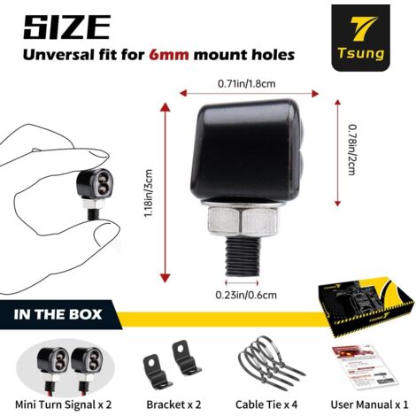 Mini motocyclette Signaux de virage Lumière LED Micro Blinkers pour ...