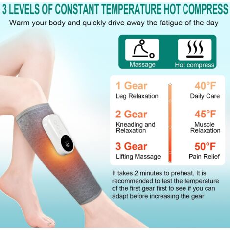 Masseur Jambes Sans Fil avec Chaleur et Compression Masseur de Mollets ...