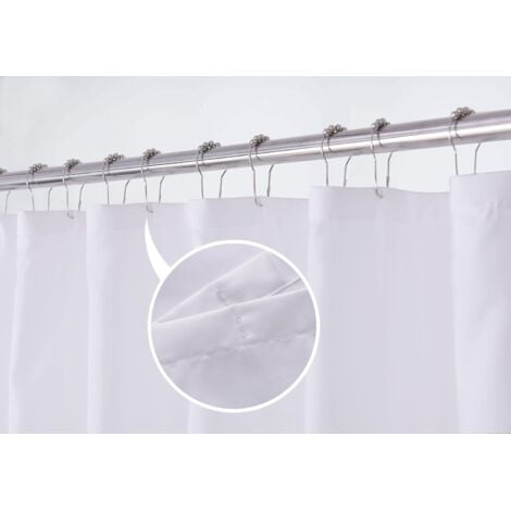 Doublure de rideau de douche en tissu blanc uni avec aimants, qualité hôtelière, lavable en ...