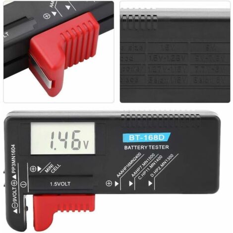 BT-168D LCD AA / AAA / C / D / 9V / 1.5V Testeur de Tension de Batterie ...