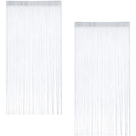 2 Pièces Rideau Fil Blanc Porte, 100 x 200 cm Rideau de Fil Porte à ...